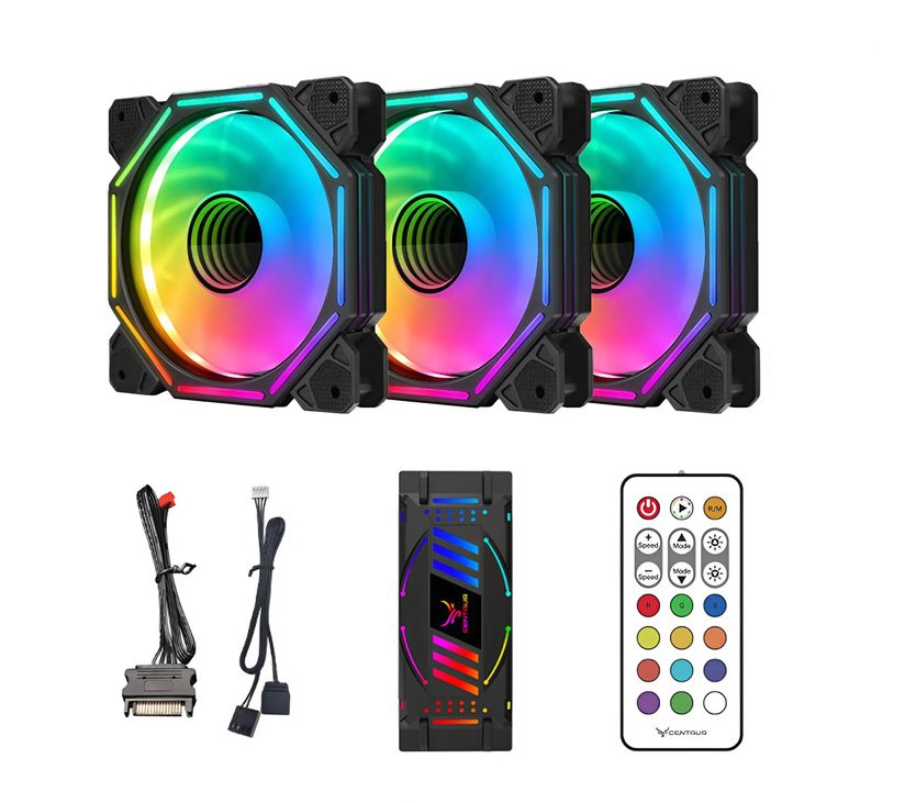 COMBO 3 FAN TẢN NHIỆT LED RGB CENTAUR CT01 HUB KHIỂN ĐEN